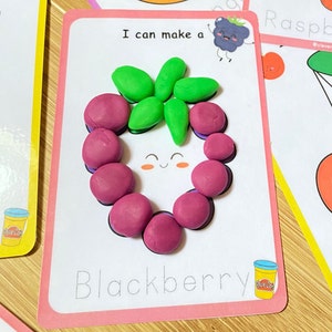 Play Doh Mats, Fruits Printable Play Dough, Montessori Play Doh ...