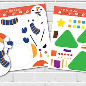 Christmas Cut Out and Glue Activity for Kids. Preschool Cutting ...