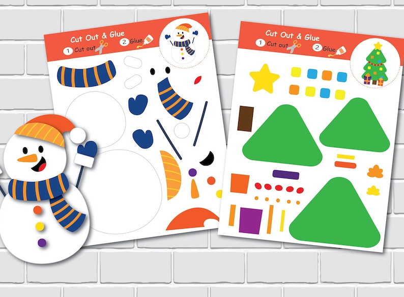 Christmas Cut Out and Glue Activity for Kids. Preschool - Etsy