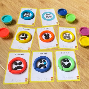 Emotions Play Doh Mats Activity, Printable Play Dough, Montessori Play ...