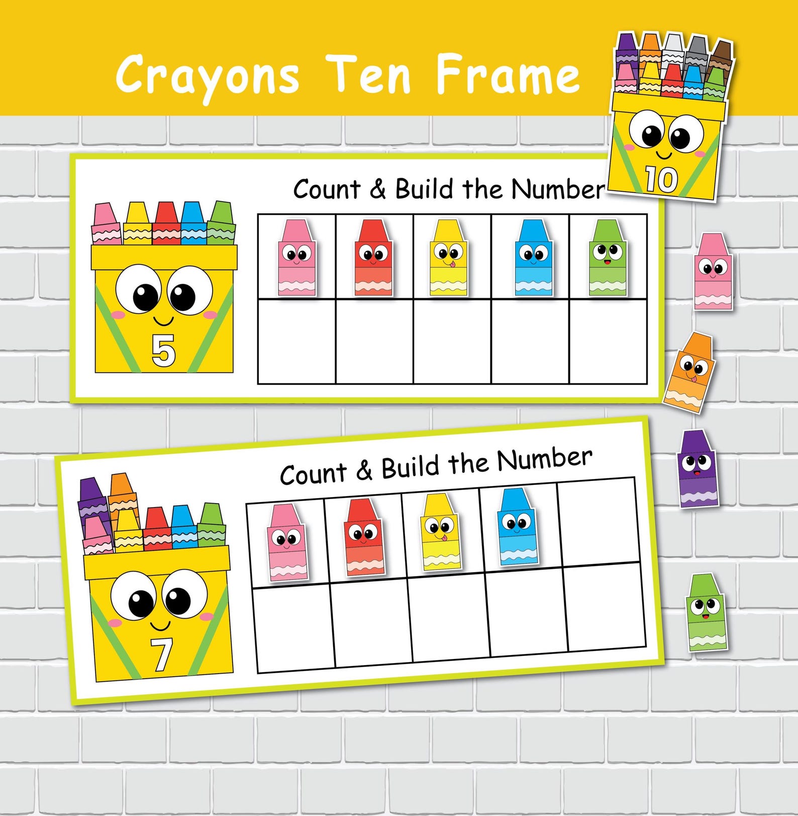 Crayon Ten Frame Activity, Preschool Math, Number Recognition ...