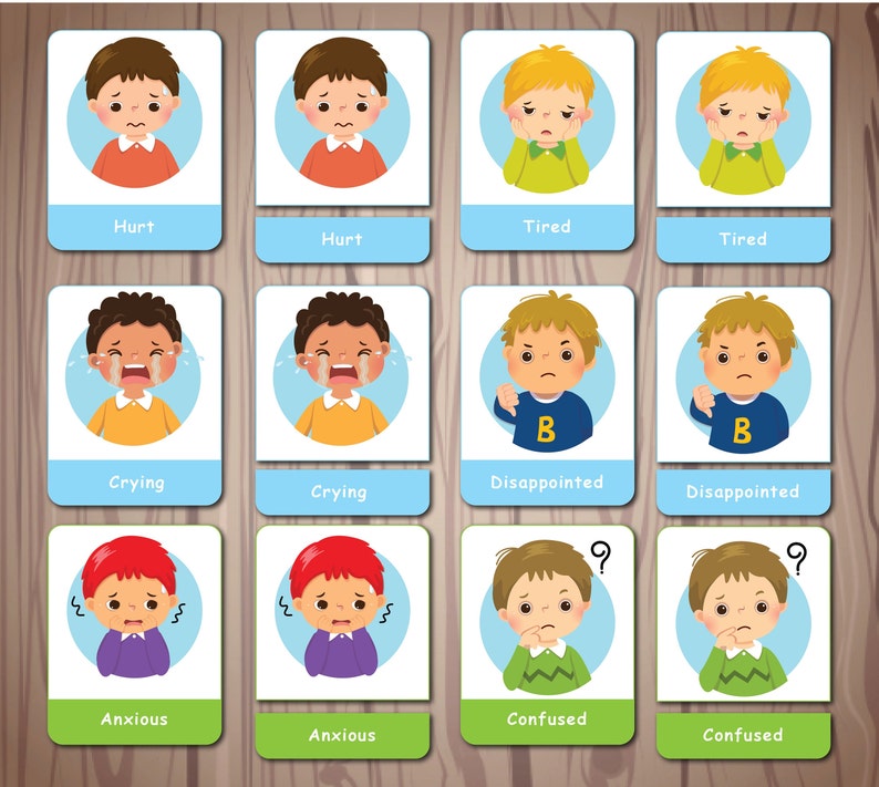 Emotion Flashcards Kids Feelings Flash Cards Montessori - Etsy