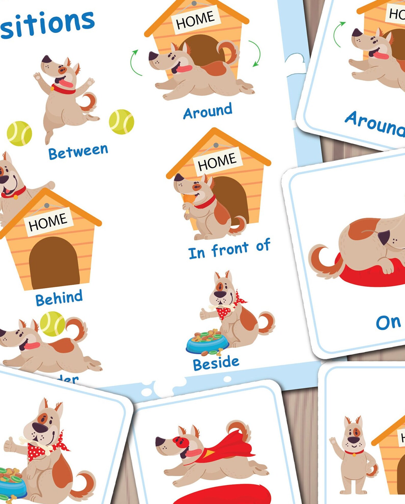 Prepositions Flashcards, English Prepositions Printable Activity ...