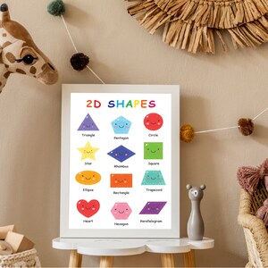 Shapes Educational Poster for Kids. 2D Rainbow Shapes Preschool ...