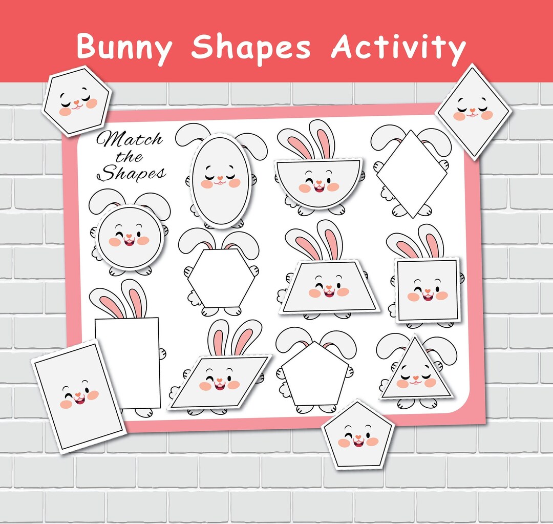 Bunny Shape Matching Activity, 2D Shapes, Easter Busy Book Page, File ...