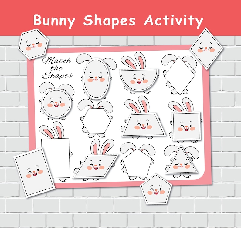 Bunny Shape Matching Activity, 2D Shapes, Easter Busy Book Page, File ...
