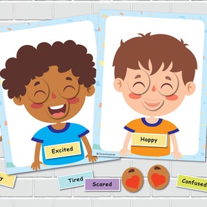 Boys Emotions Activity, Kids Feelings Matching Game, Personalized Busy ...