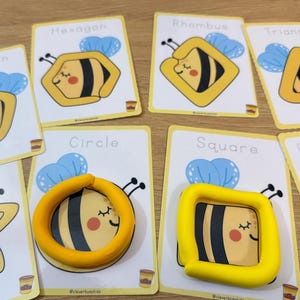 Bees Shapes Play Dough Mats, Summer Play Doh Activity, Preschool Fine ...
