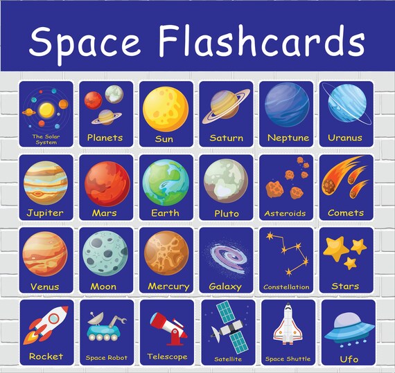 Outer Space Flashcards Montessori Material Homeschool - Etsy