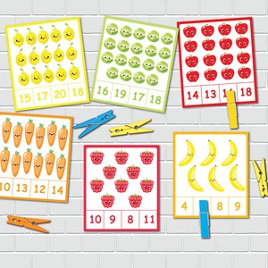 Clip and Count Cards 1-20, Toddler Counting Activity, Preschool ...