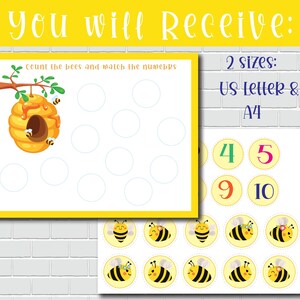 Bee Counting Printable Activity for Toddler Busy Book Preschool Math ...