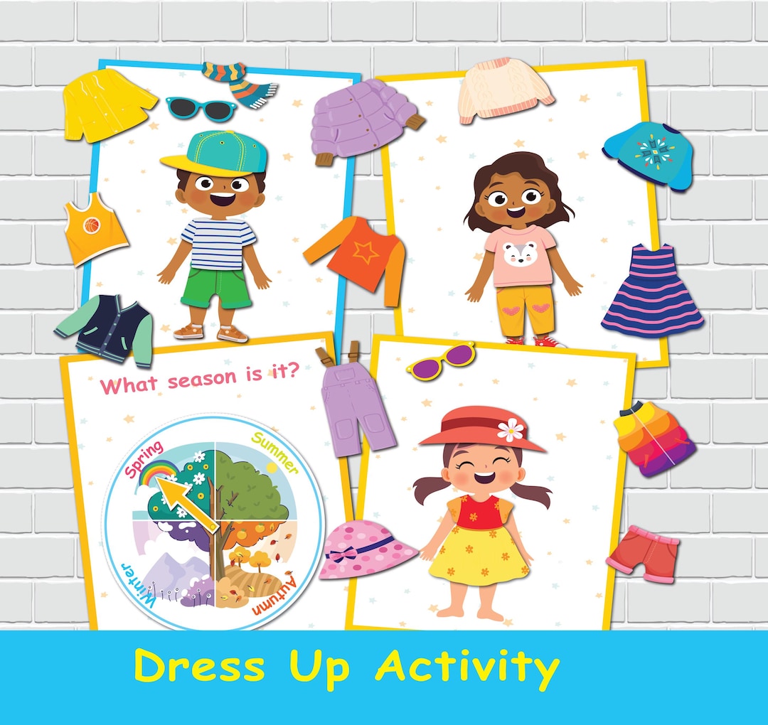 Dress up Printable Activity Four Seasons File Folder Games Toddler ...