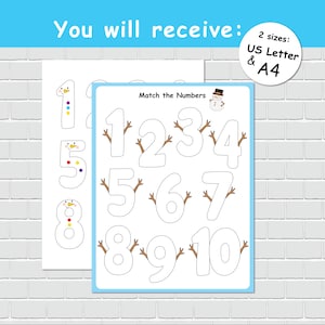 Snowman Numbers Matching Activity, Winter Busy Book Page, Toddler ...