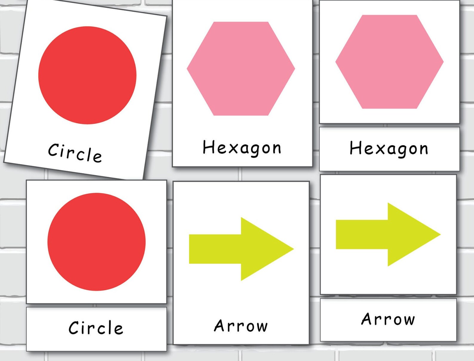 2D Shapes Flashcards, 3 Part Flash Cards, Geometric Shapes, Montessori ...