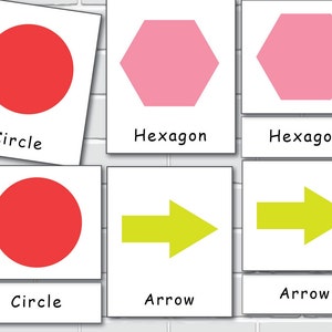 2D Shapes Flashcards, 3 Part Flash Cards, Geometric Shapes, Montessori ...