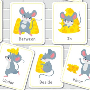 Prepositions Flashcards, English Positional Words, Printable Activity ...