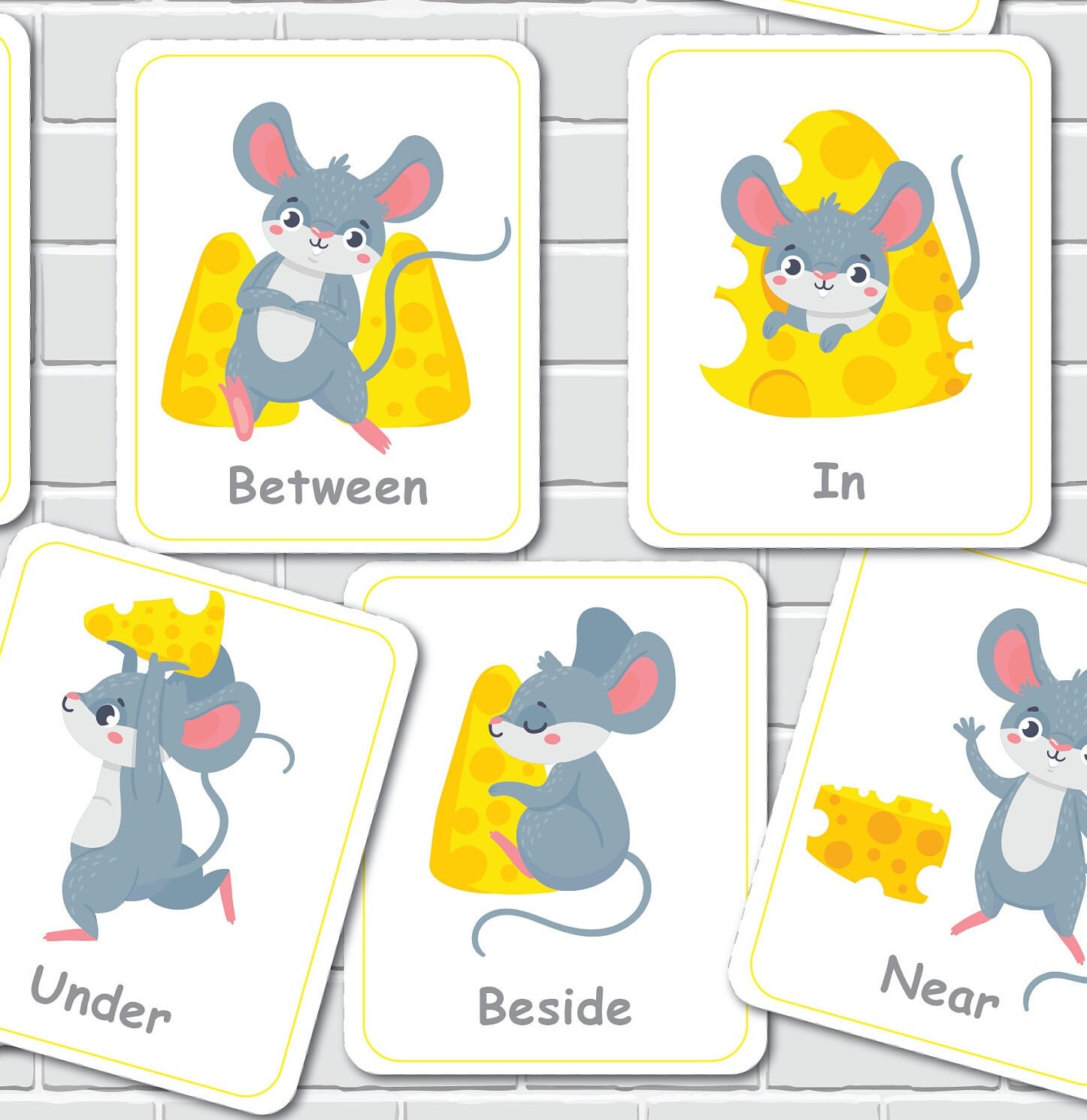 Prepositions Flashcards English Positional Words Printable - Etsy Canada