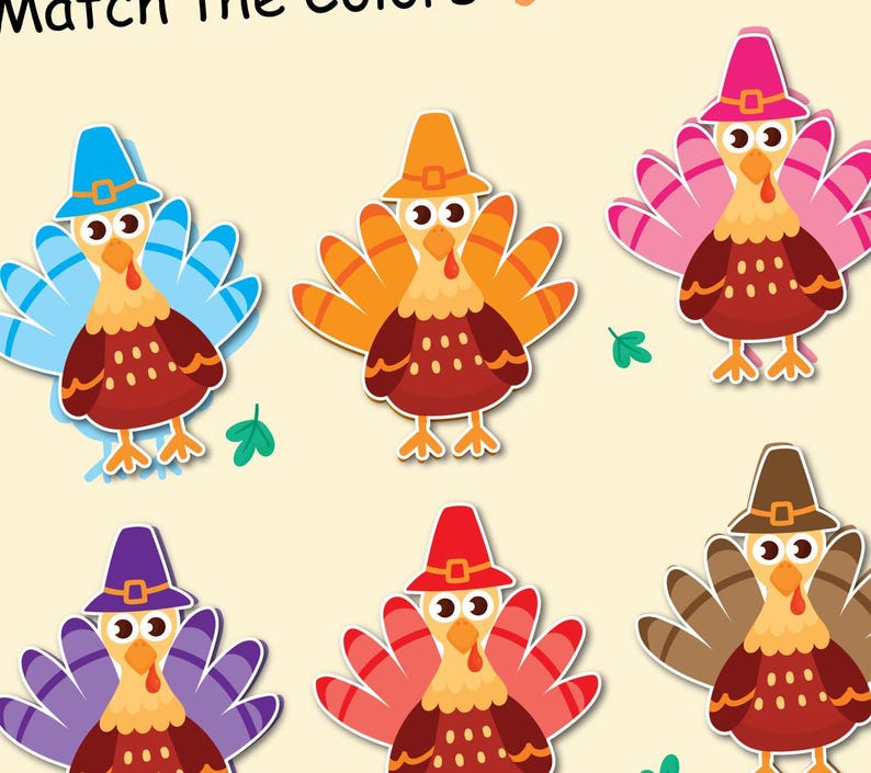 Color Matching Activity for Kids, Toddler Printable, Thanksgiving Busy ...