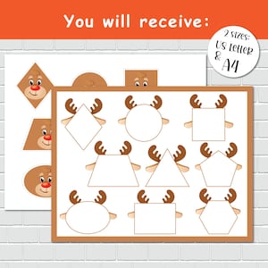 Reindeer Shape Matching Activity, 2D Shapes, Winter Busy Book Page ...