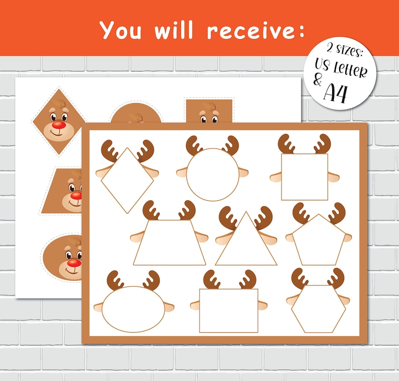 Reindeer Shape Matching Activity, 2D Shapes, Winter Busy Book Page ...