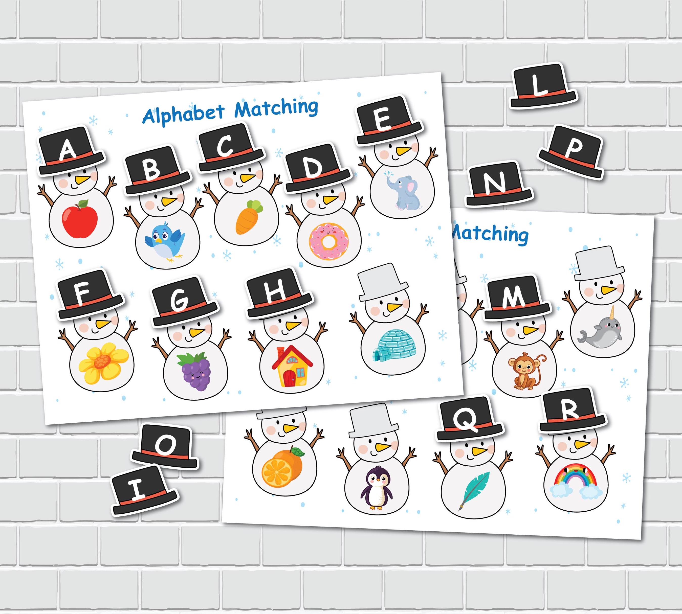 Snowman Alphabet Matching Game, Winter Activity (digital Download) - Etsy
