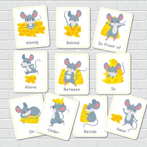 Prepositions Flashcards, English Positional Words, Printable Activity ...