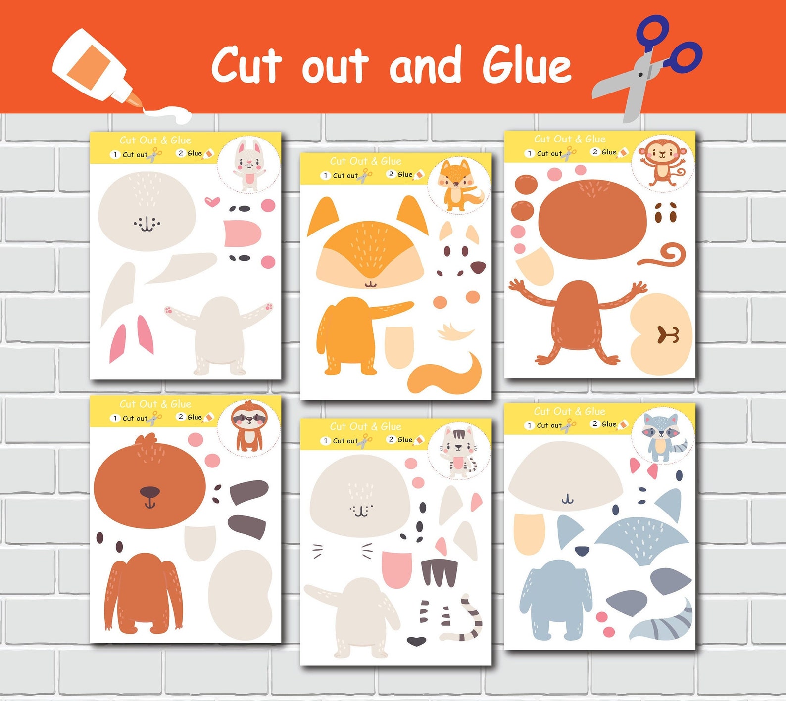 Cut Out and Glue Crafts for Kids. Scissors Skills Activity. - Etsy