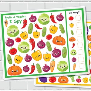I Spy Fruits and Veggies Printable Activity for Toddlers, Look and Find ...
