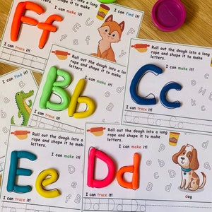 Alphabet Play Dough Mats, ABC Printable Play Doh, Preschool Activities ...