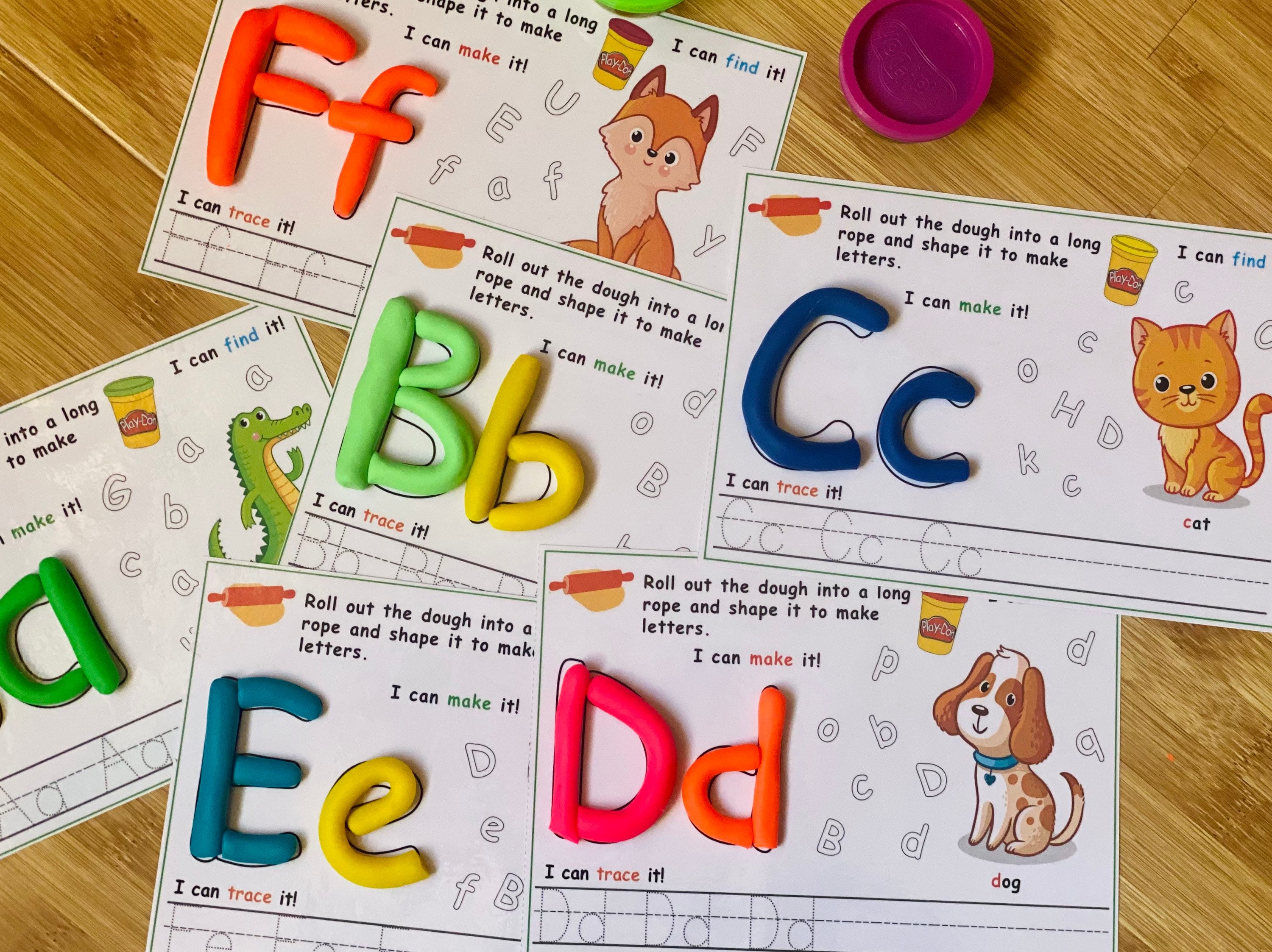 Alphabet Play Dough Mats, ABC Printable Play Doh, Preschool Activities ...