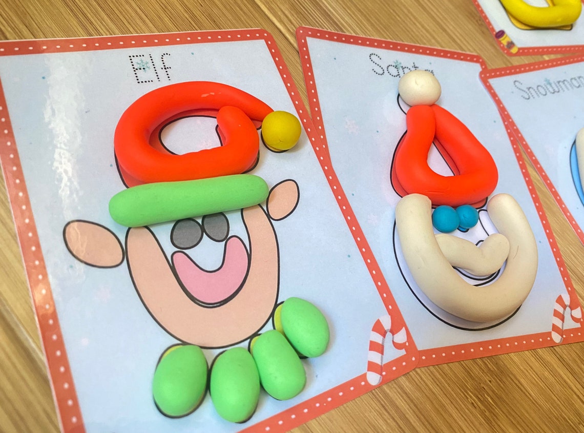 Christmas Play Dough Mats Printable Play Doh Visual Cards - Etsy