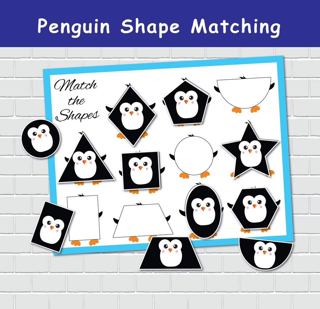 Penguin Shape Matching Activity, 2D Shapes, Winter Busy Book Page, File ...