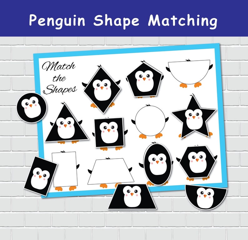 Penguin Shape Matching Activity, 2D Shapes, Winter Busy Book Page, File ...