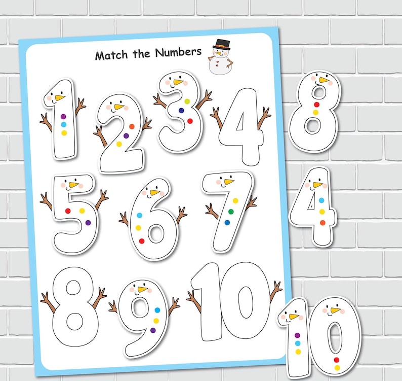 Snowman Numbers Matching Activity, Winter Busy Book Page, Toddler ...