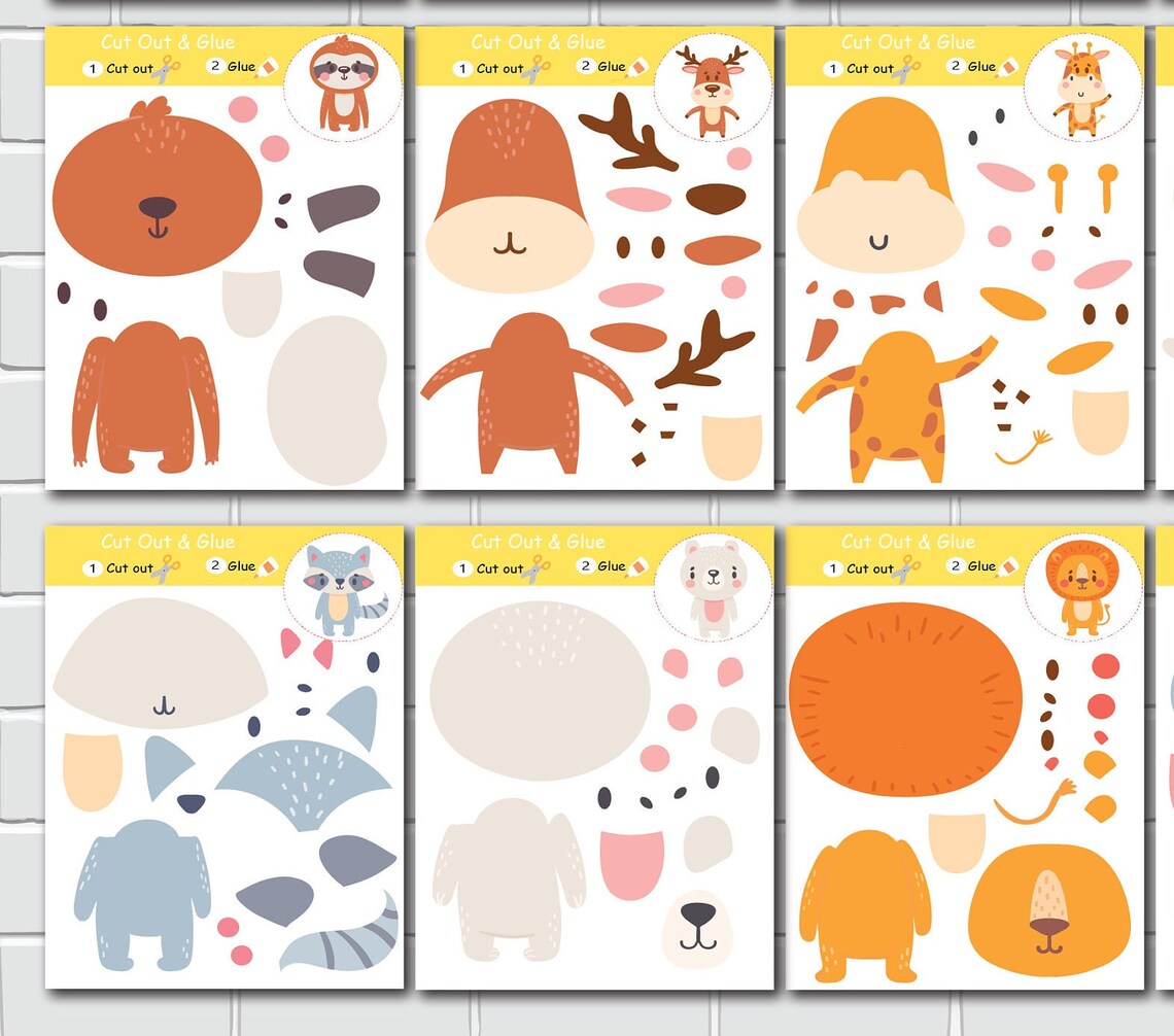 Cut Out and Glue Crafts for Kids. Scissors Skills Activity. - Etsy