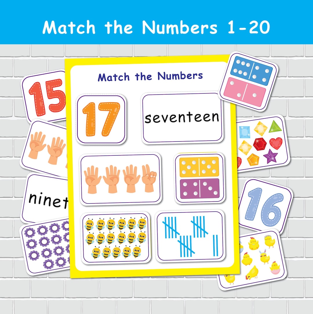 Matching Numbers 1-20 Activity. Counting Game, Preschool Math, Number ...