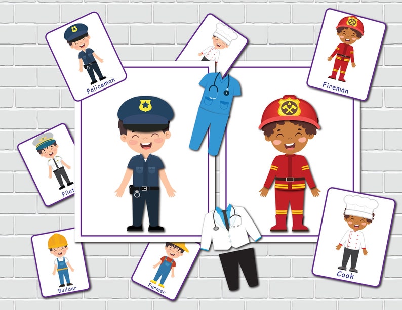 Community Helpers Dress up Preschool Printable Worksheets - Etsy