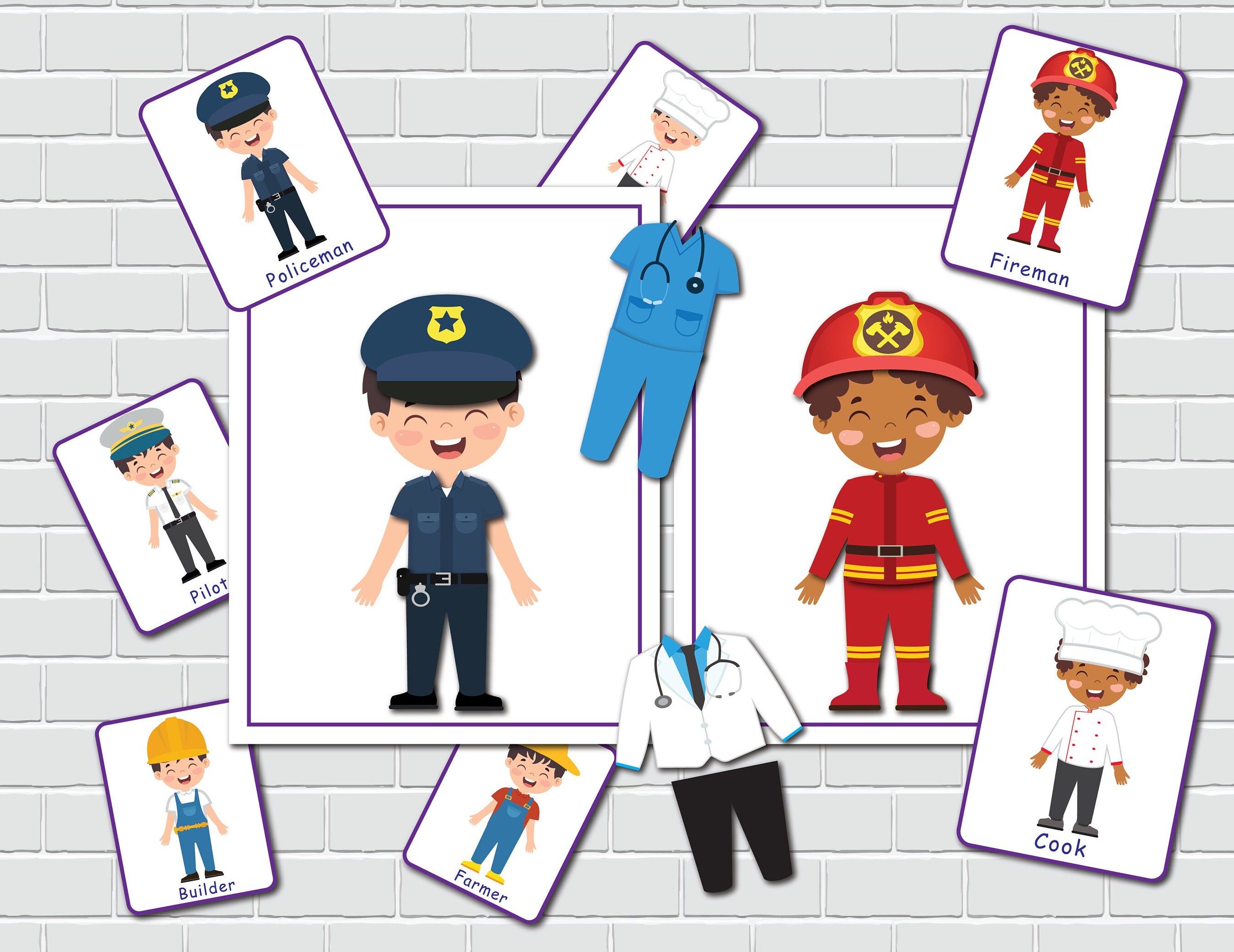 Community Helpers Dress up Preschool Printable Worksheets - Etsy