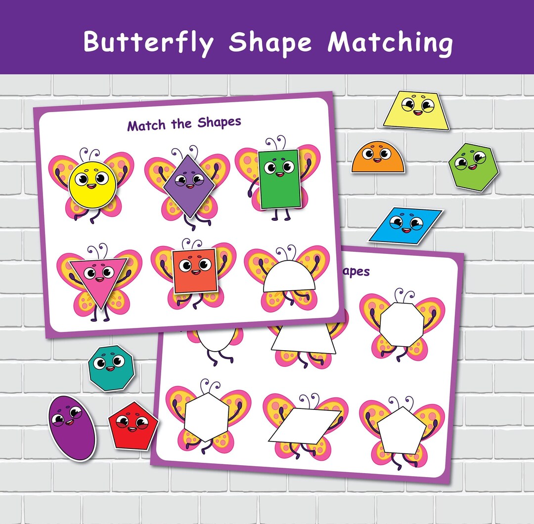 Butterflies Shape Matching Activity, 2D Shapes, Summer Busy Book Page ...