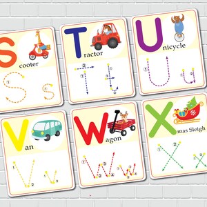 Alphabet Tracing Flashcards, Cars and Trucks Printable Tracing ...