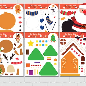 Christmas Cut Out and Glue Activity for Kids. Preschool Cutting ...