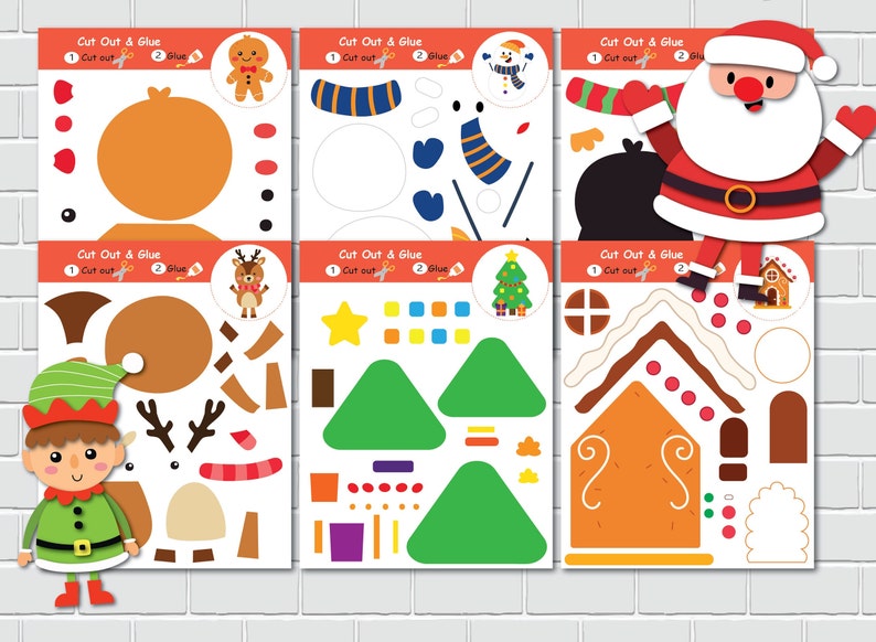 Christmas Cut Out and Glue Activity for Kids. Preschool Cutting ...