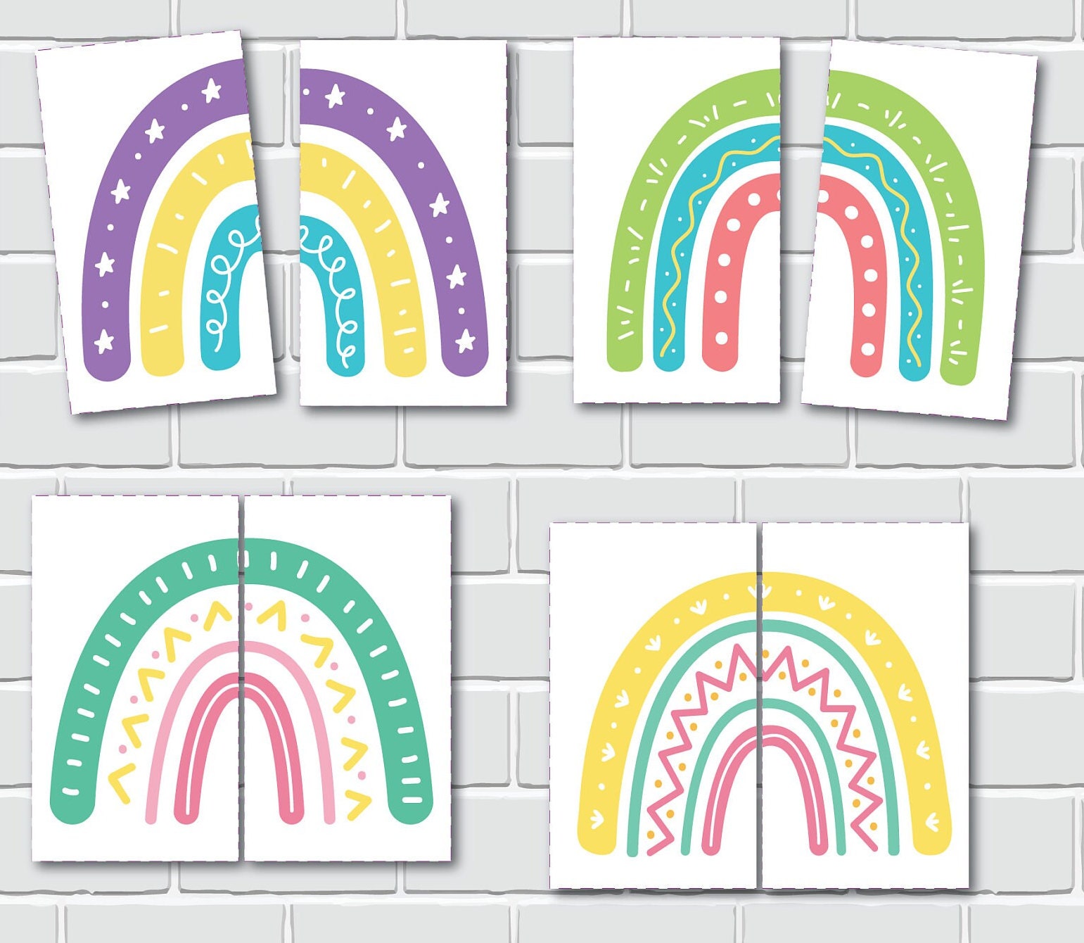 Rainbow Symmetry Matching Game: Toddler Preschool Activity (digital ...