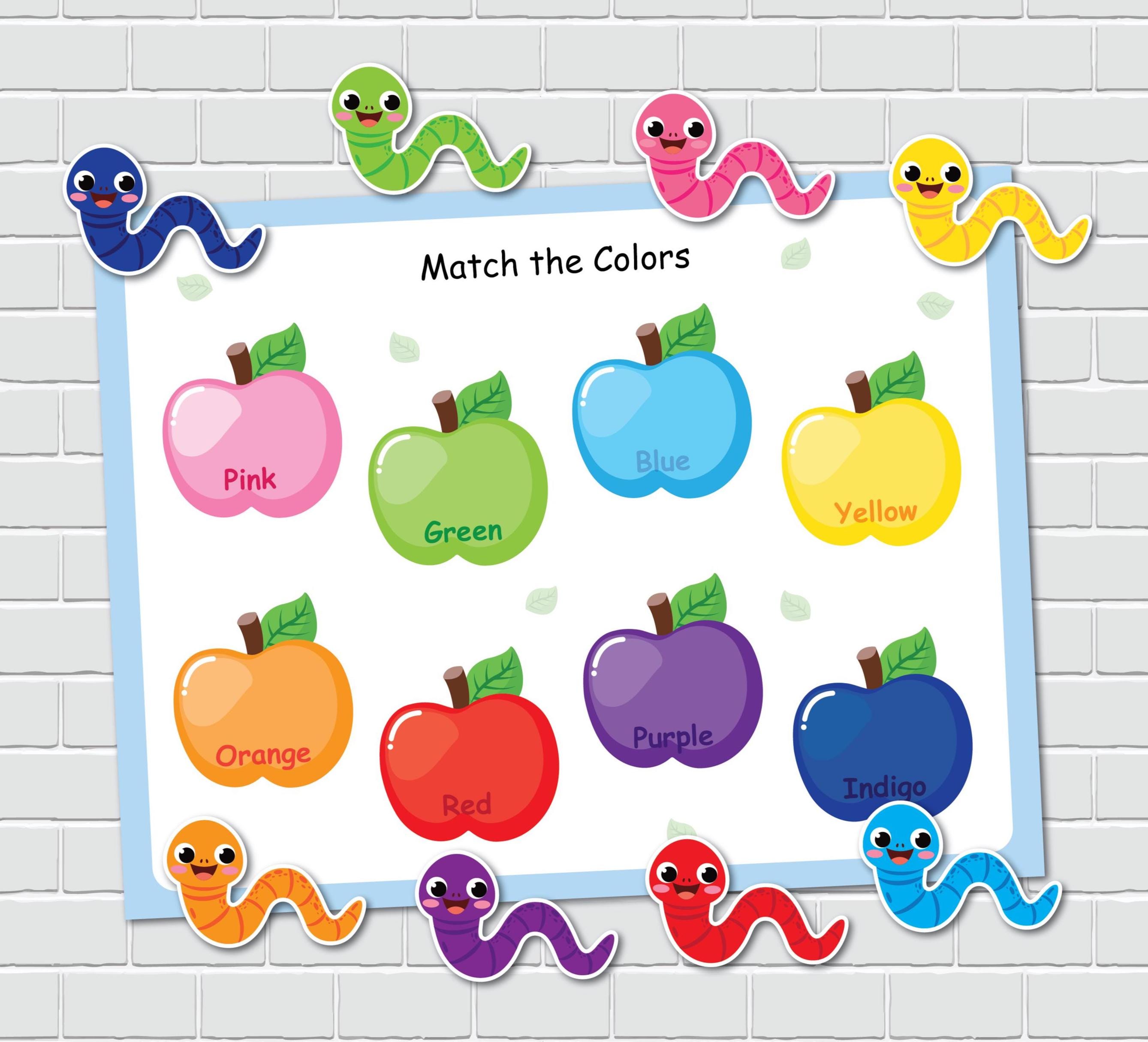 Apple Color Matching Activity, Color Printables, Toddler Busy Book ...