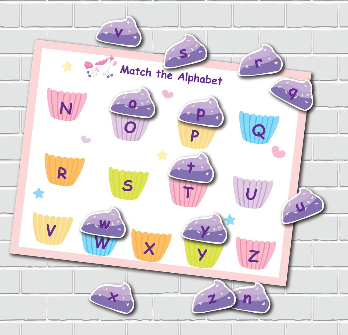 Cupcake Alphabet Matching Printable Activity. Toddler ABC - Etsy