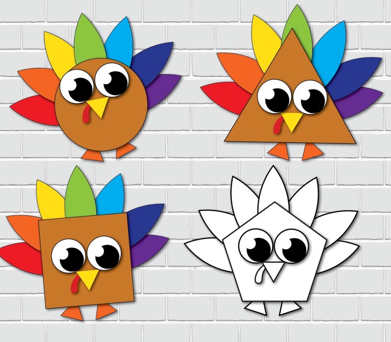 Turkey Shape Craft, Thanksgiving Activity for Kids, Build a Turkey - Etsy