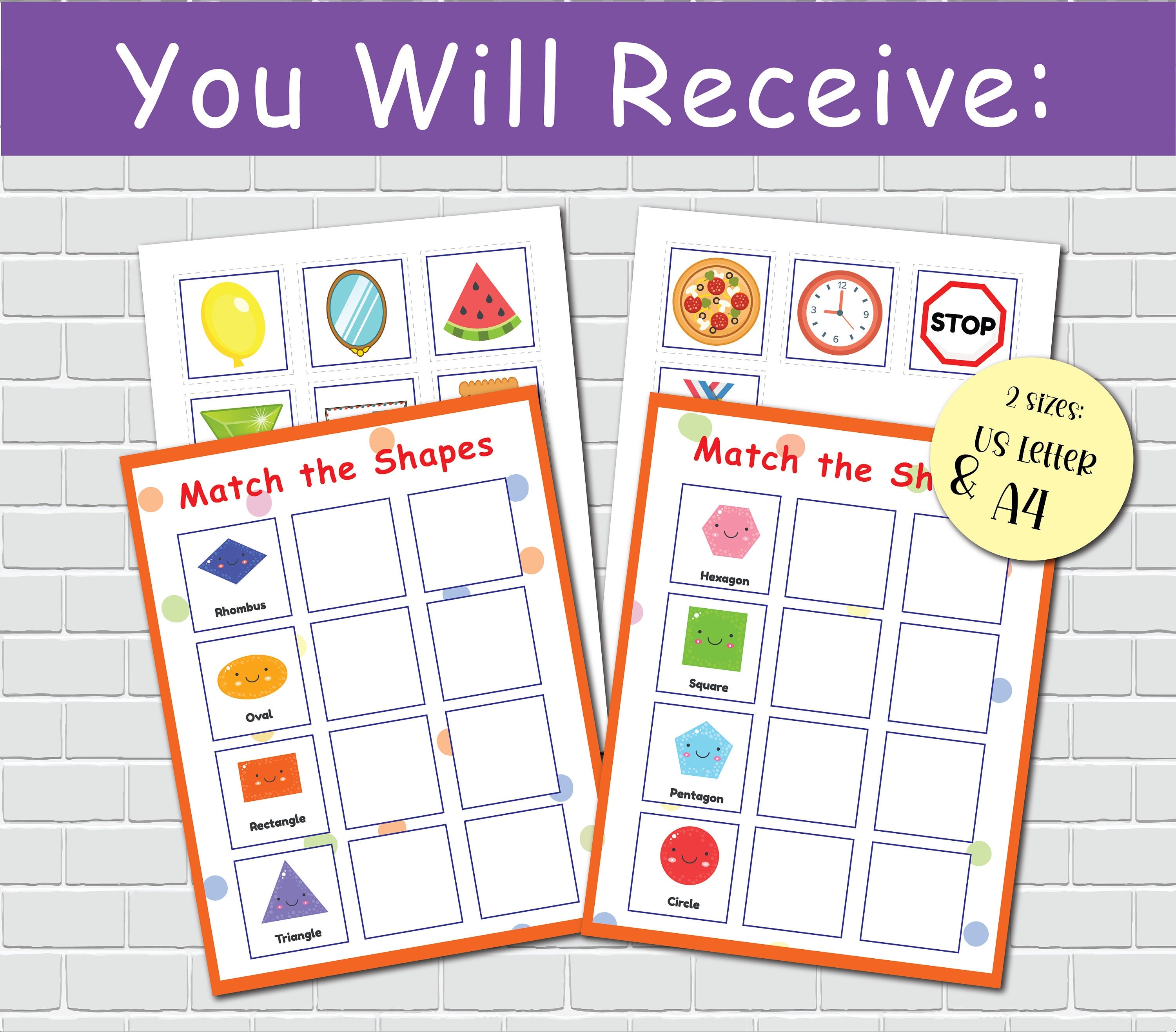 Shapes Matching Activity Toddler Learning Activity Busy Book Pages ...