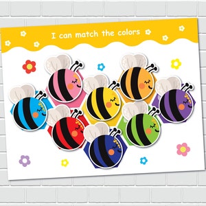 Bee Color Matching Activity, Toddler Printable, Montessori Materials ...