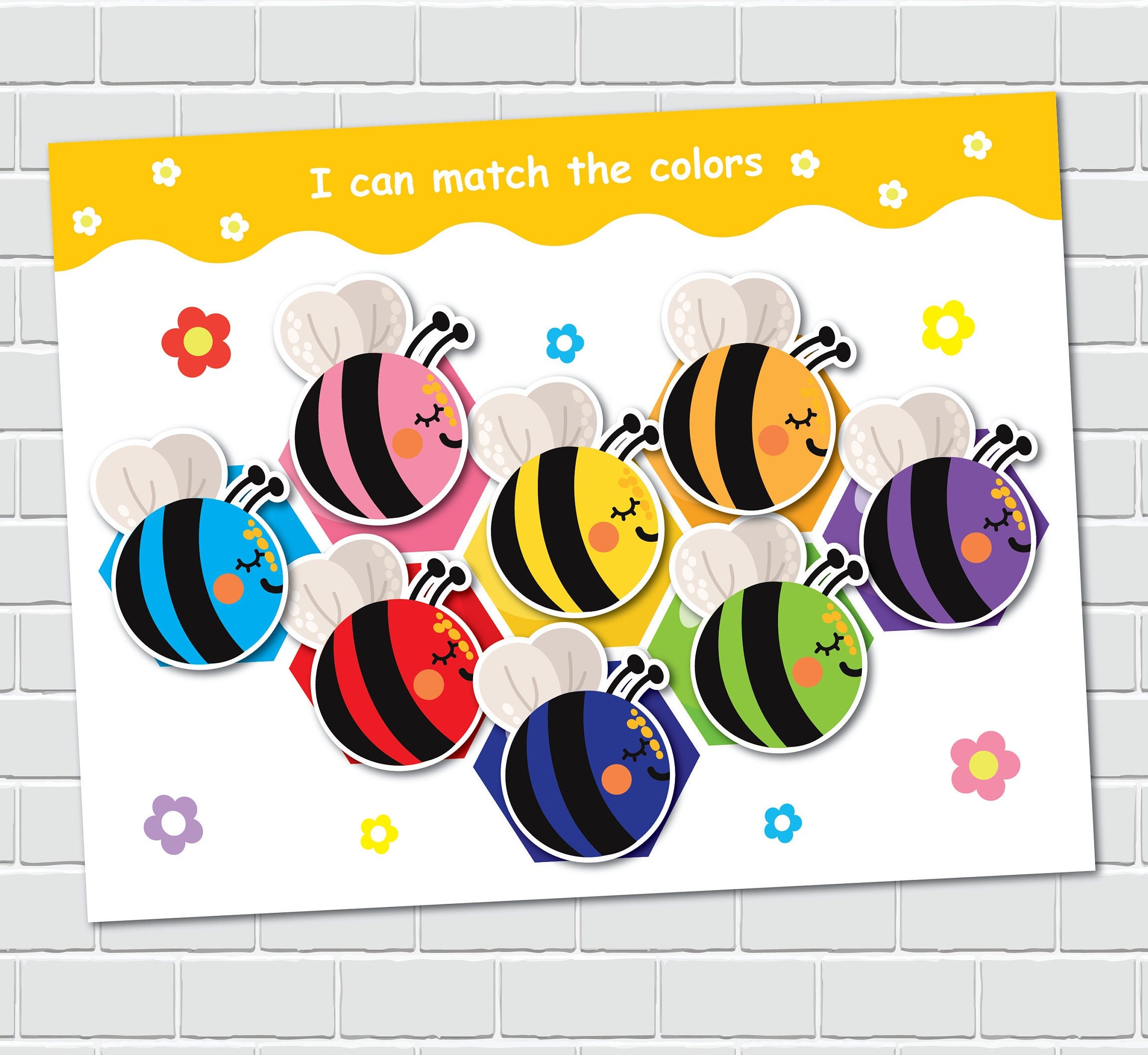 Bee Color Matching Activity, Toddler Printable, Montessori Materials ...