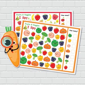 I Spy Fruits and Veggies Printable Activity for Toddlers, Look and Find ...